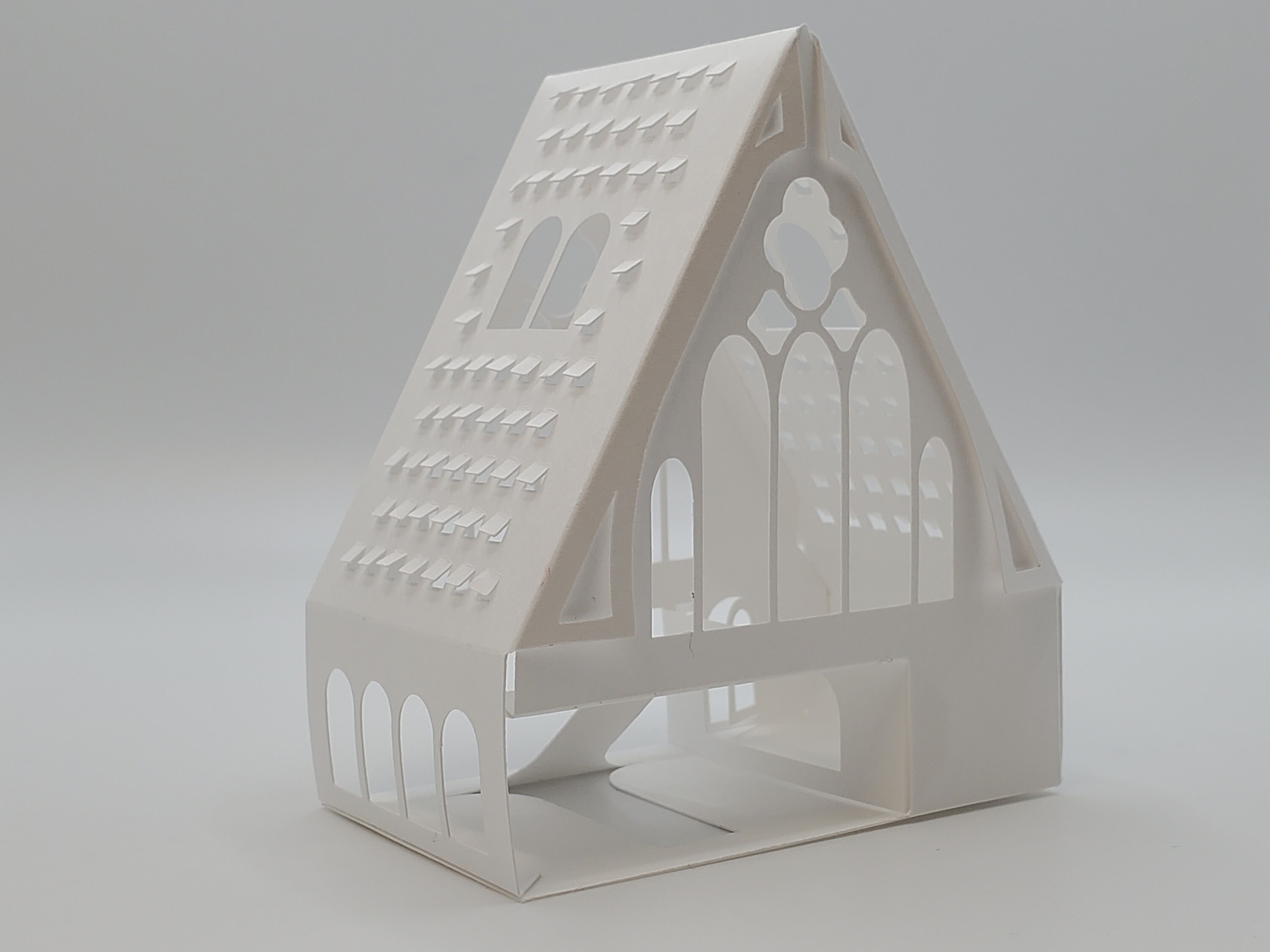 3D Paper House SVG Bundle, Gothic Style A-frame Cabin With Deck, Stair ...