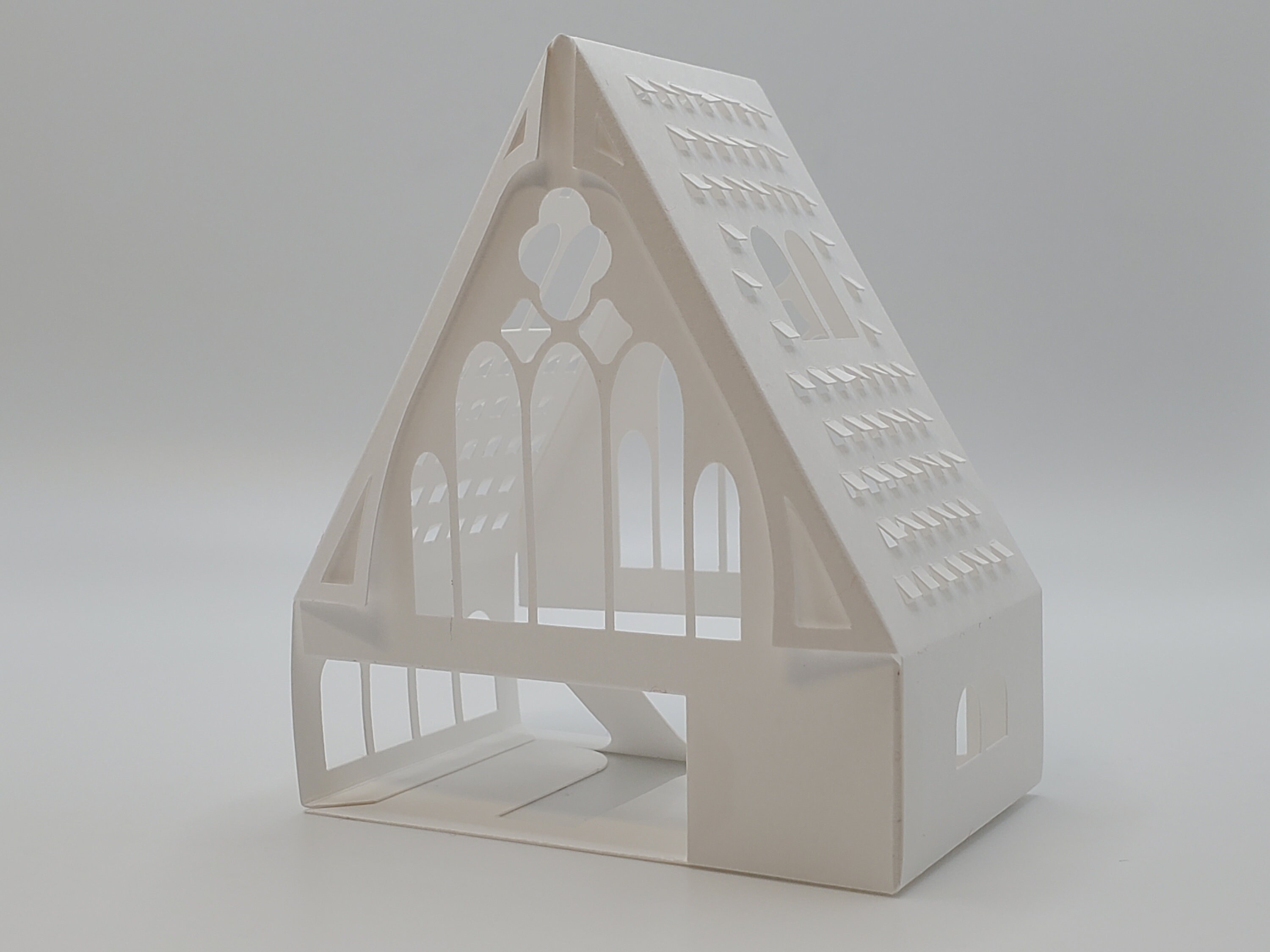 3D Paper House SVG, Gothic Style A-frame Cabin With Stair, Holiday ...