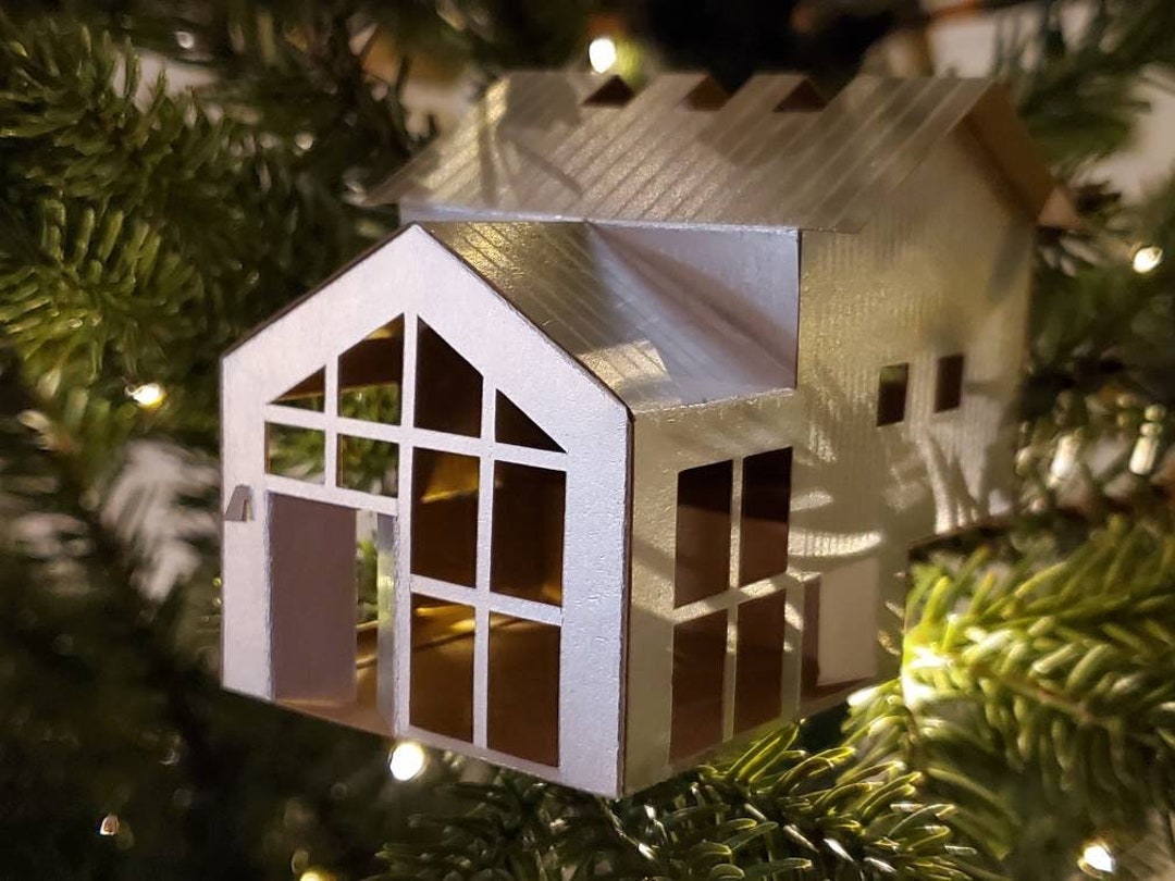 3D Paper House SVG, Modern Barn With Split-level, Holiday Ornament and ...