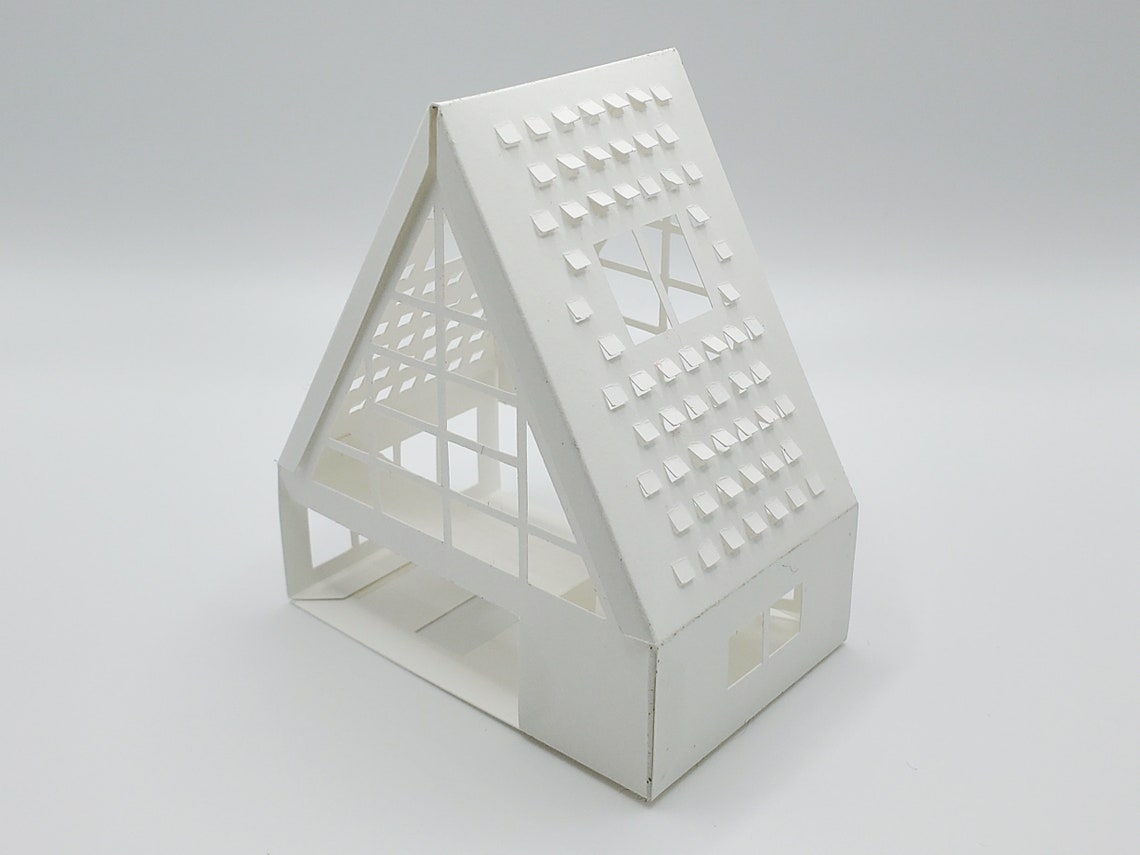 3D Paper House SVG A-frame Cabin With Stair Holiday Ornament - Etsy