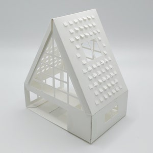 3D Paper House SVG, A-frame Cabin With Stair, Holiday Ornament and ...