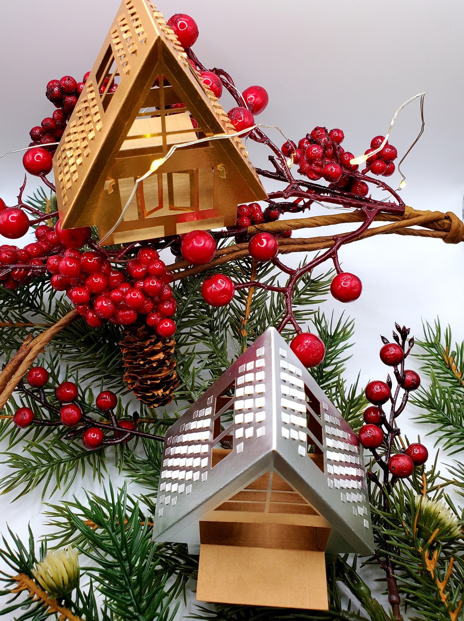 3D Paper House SVG, A-frame Cabin With Deck, Holiday Ornament and Decor ...