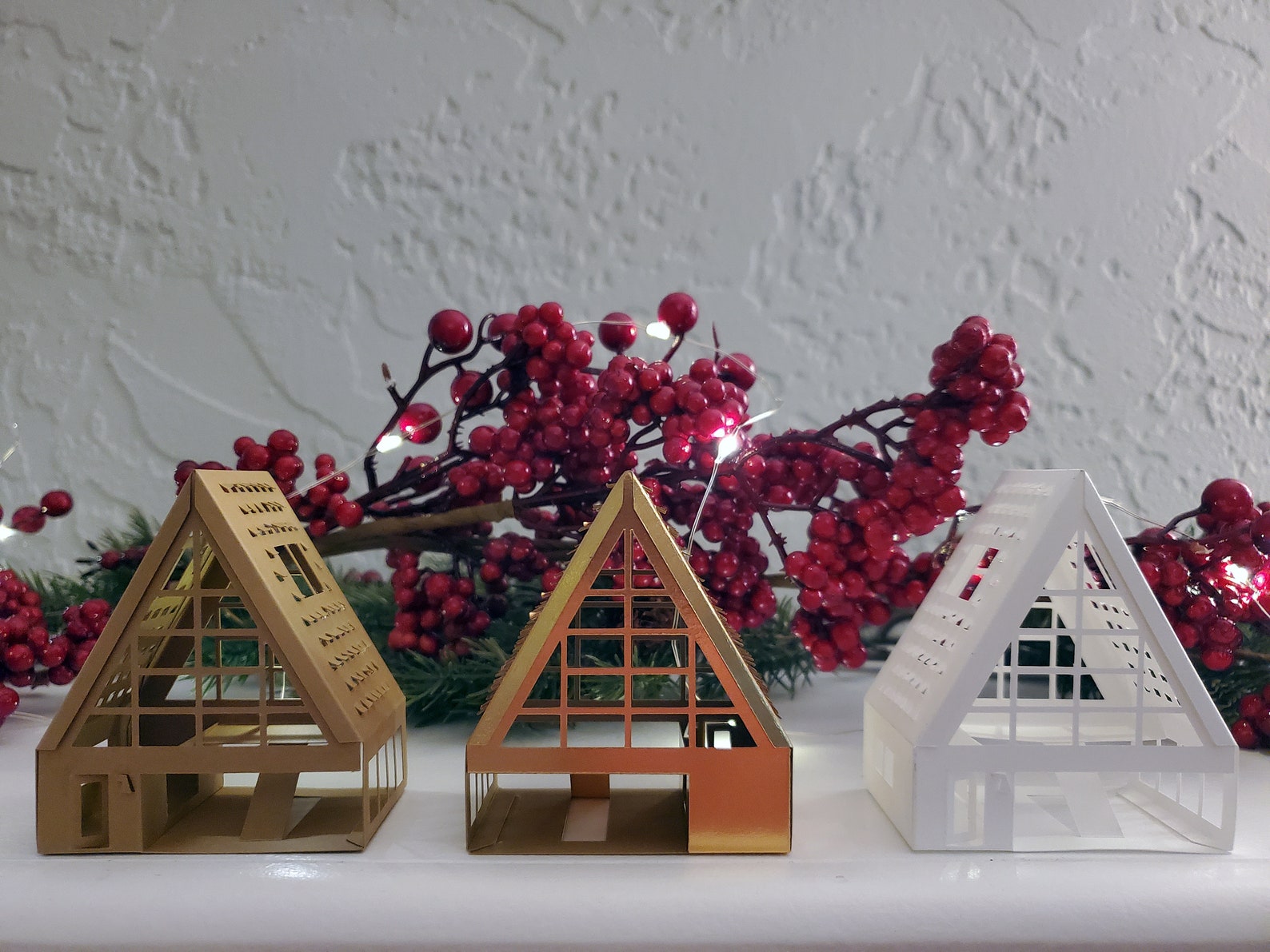 3D Paper House SVG A-frame Cabin With Stair Holiday Ornament - Etsy