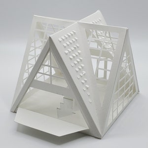 3D Paper House SVG Bundle, A-frame Cabin With Deck, Stair and ...
