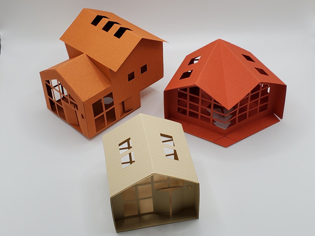 3D Paper House SVG Bundle, Modern Barn, Split-level Modern Barn and ...