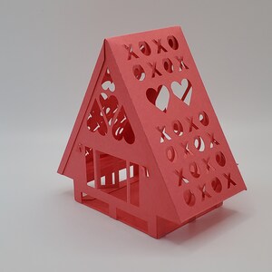 Valentine's Day 3D Paper House SVG Bundle, A-frame Cabin With Deck ...