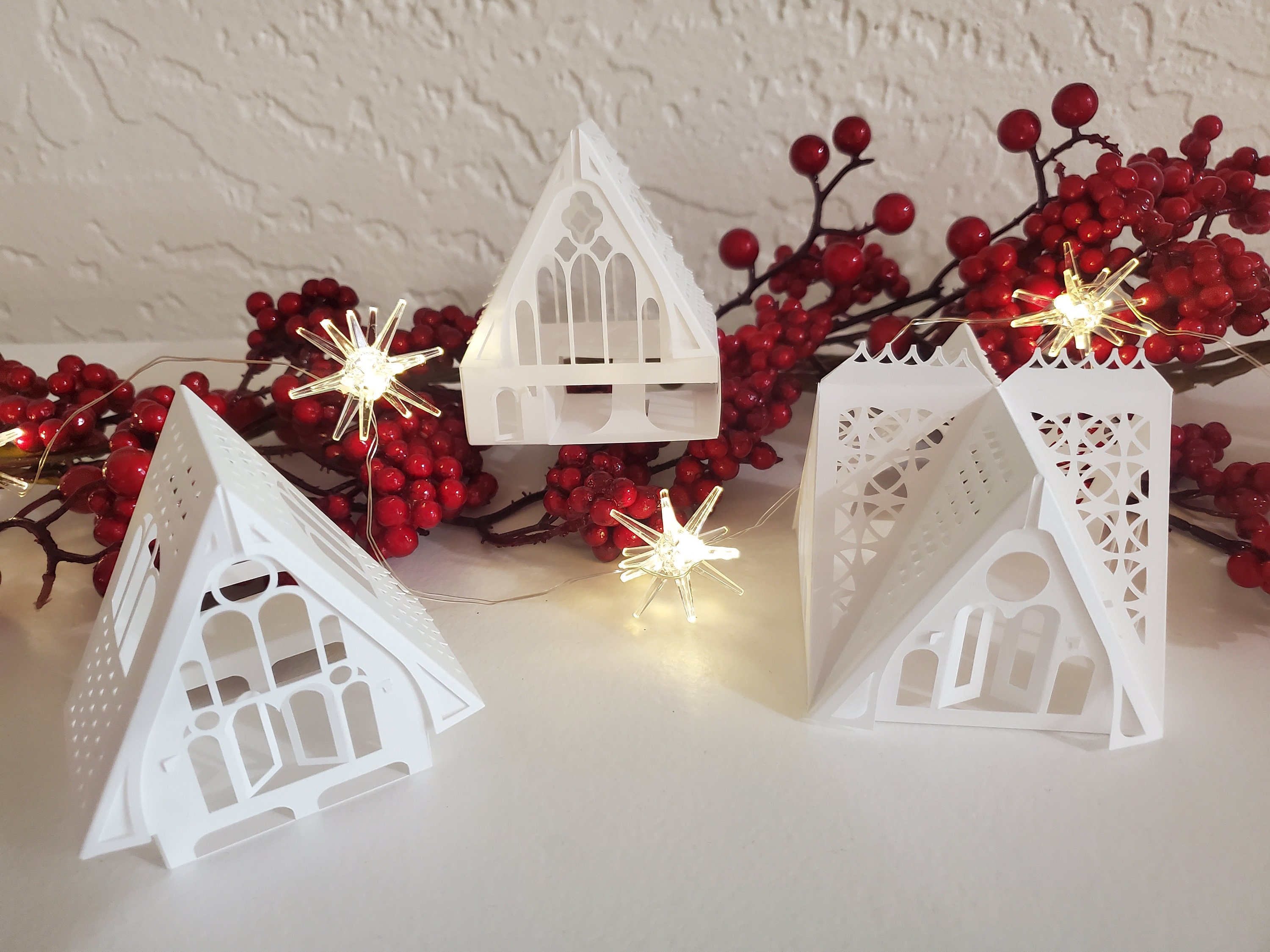 3D Paper House SVG Bundle, Gothic Style A-frame Cabin With Deck, Stair ...
