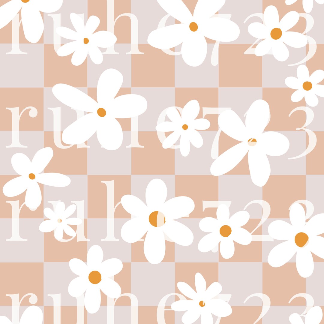 Neutral Checker Flowers | SEAMLESS FILE - Etsy