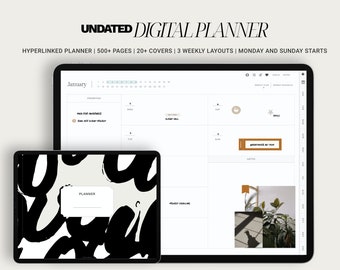 Undated Digital Planner Landscape Planner, Hyperlinked Digital Planner ...
