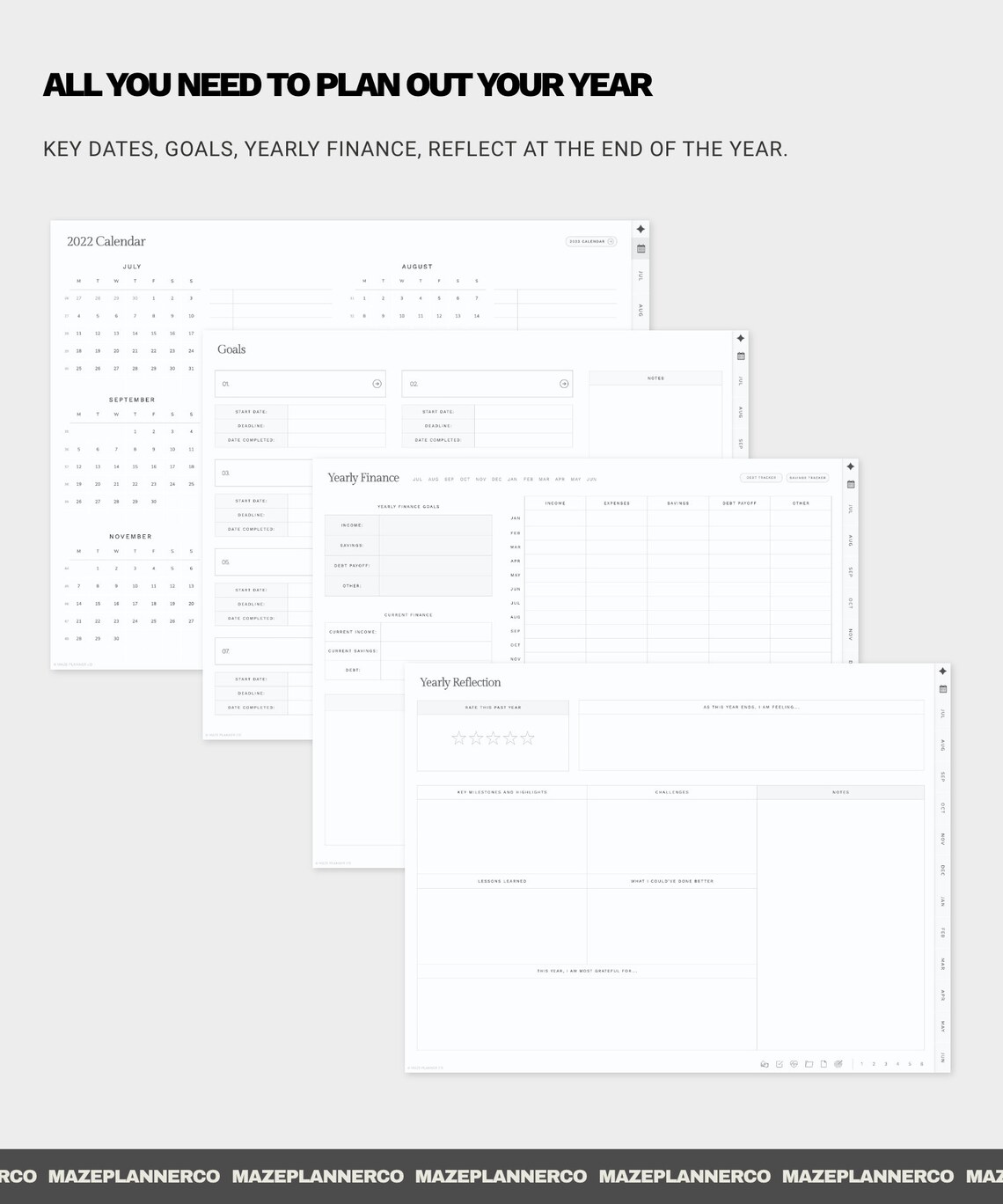 2022 2023 Digital Planner Mid Year Digital Planner | Etsy UK