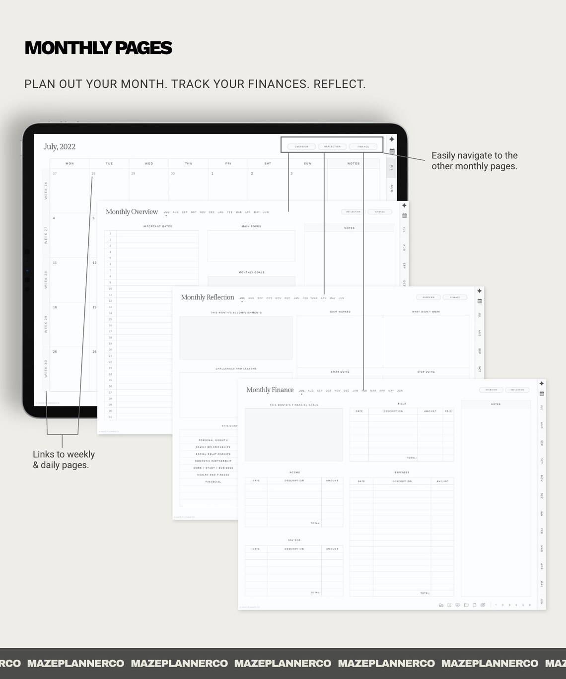 2022 2023 Digital Planner Mid Year Digital Planner | Etsy UK