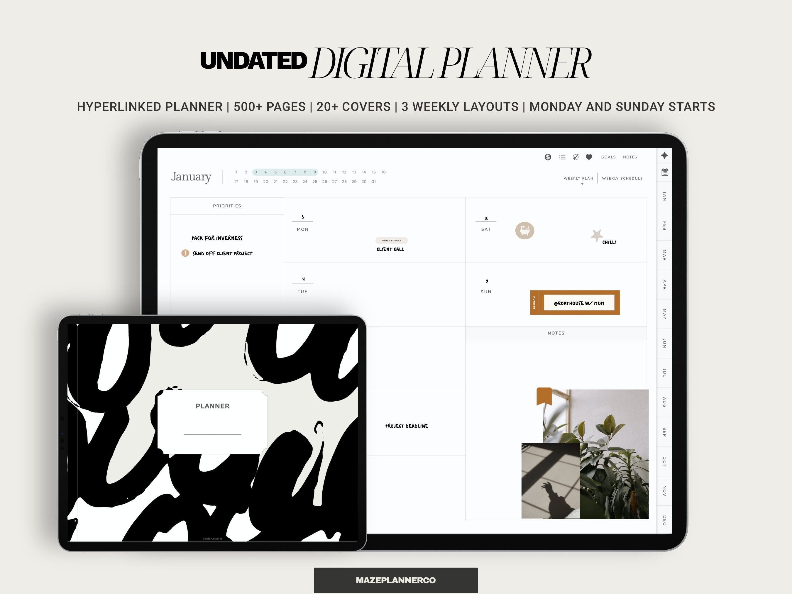 UNDATED Digital Planner Goodnotes Planner Daily Planner - Etsy