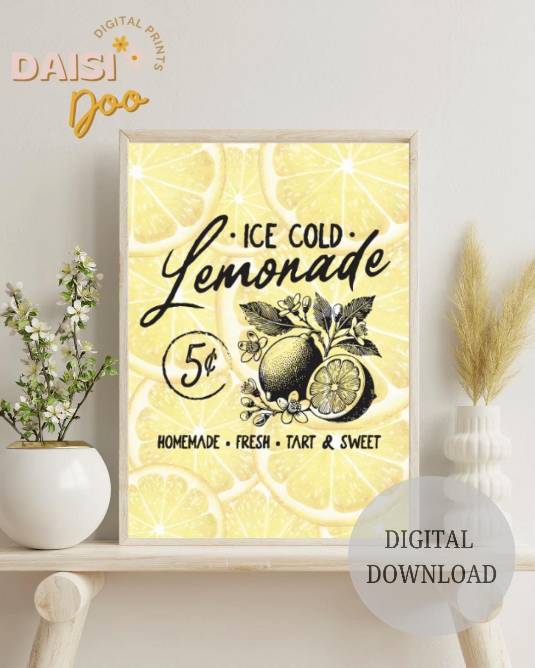Lemonade Digital Wall Art Print | Lemonade Stand | Farmhouse Rustic ...