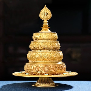 Pure Brass Tibetan Buddhist Religious Offering Mandala Set Altar Shrine ...
