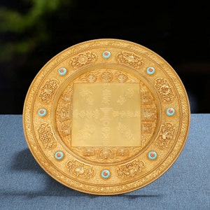 Pure Brass Tibetan Buddhist Religious Offering Mandala Set Altar Shrine ...