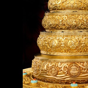 Pure Brass Tibetan Buddhist Religious Offering Mandala Set Altar Shrine ...