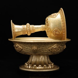 Protector Offering Cup Eight Auspicious High Relief Pure Brass ...