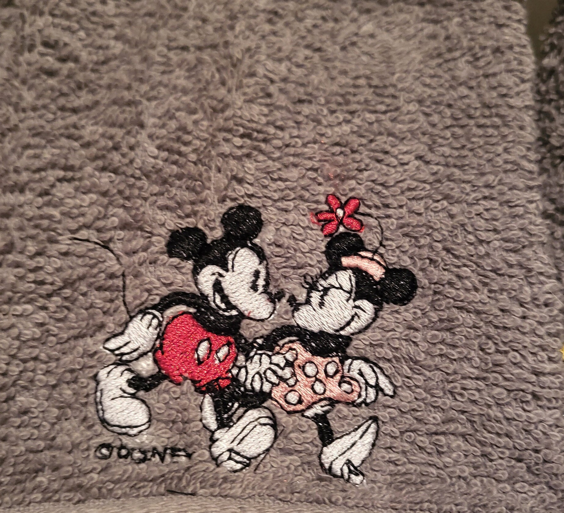 Mickey and Minnie Gray Towels - Etsy
