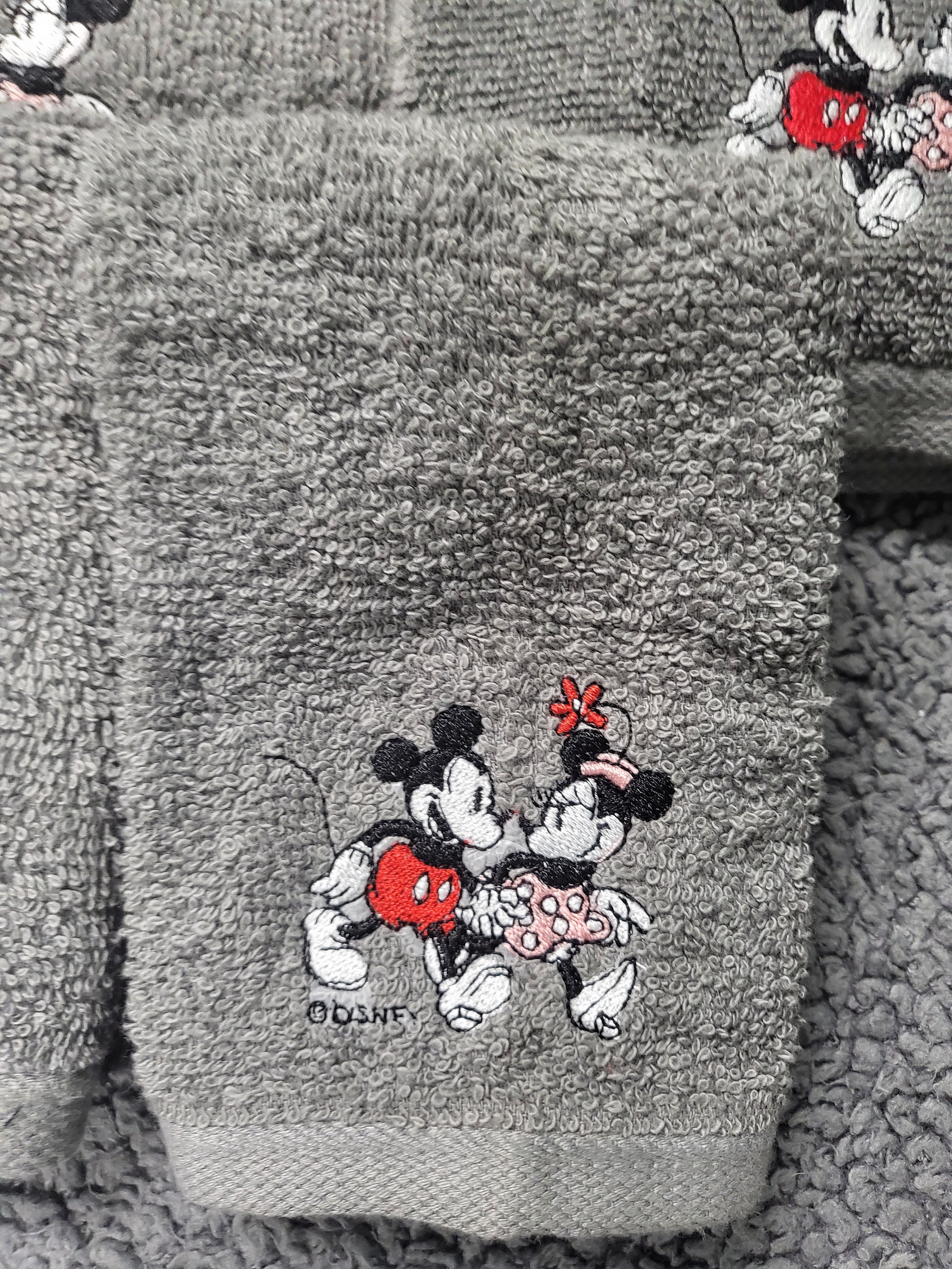 Mickey and Minnie Gray Towels - Etsy