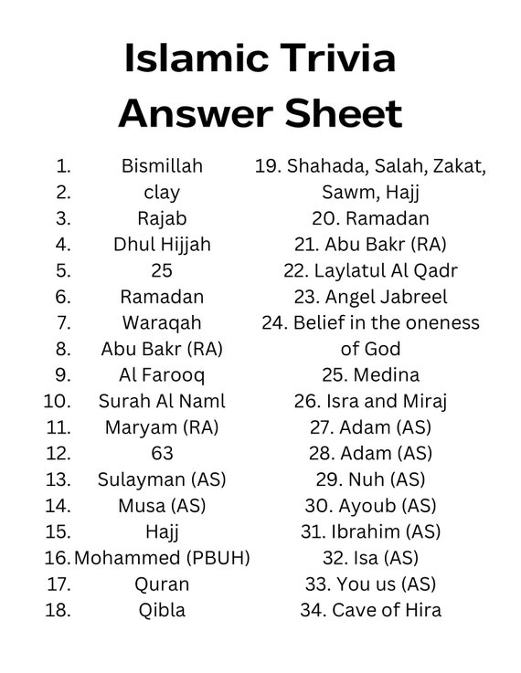 Islamic Questions And Answers For Kids