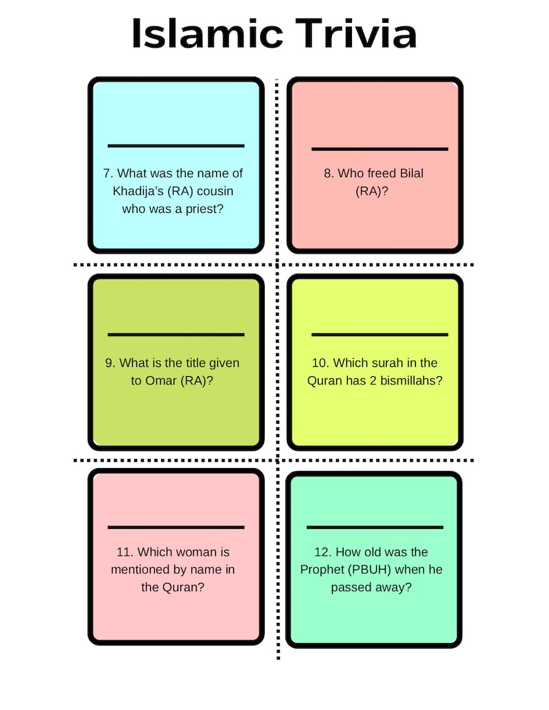 Islamic Trivia Questions and Answers - Etsy