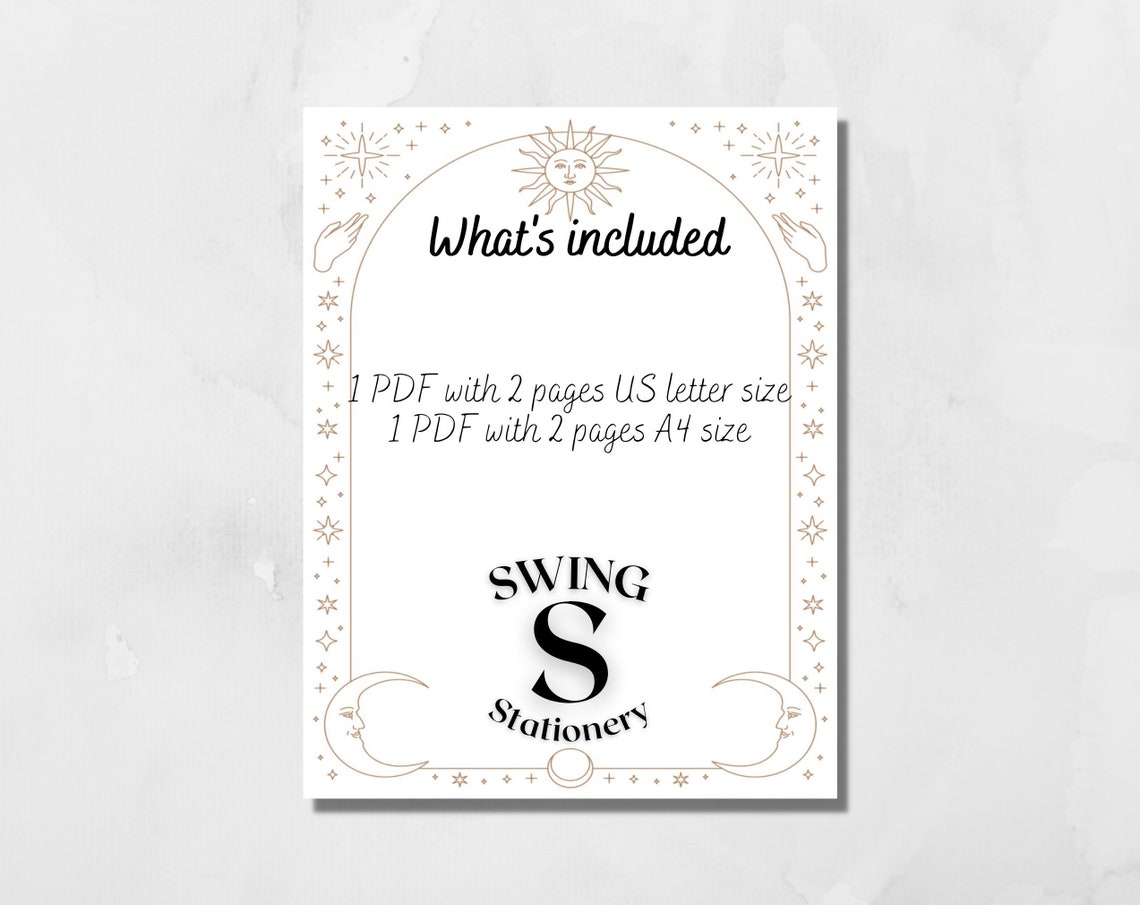 Celestial Printable Writing Paper, Printable Sun and Moon, Downloadable ...