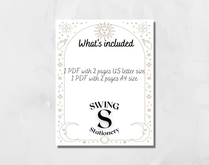 Celestial Printable Writing Paper, Printable Sun and Moon, Downloadable ...