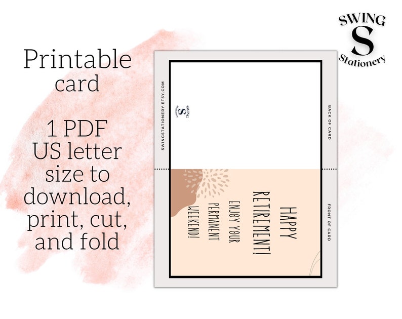 Printable Retirement Card, Permanent Weekend, Funny Retirement Card ...