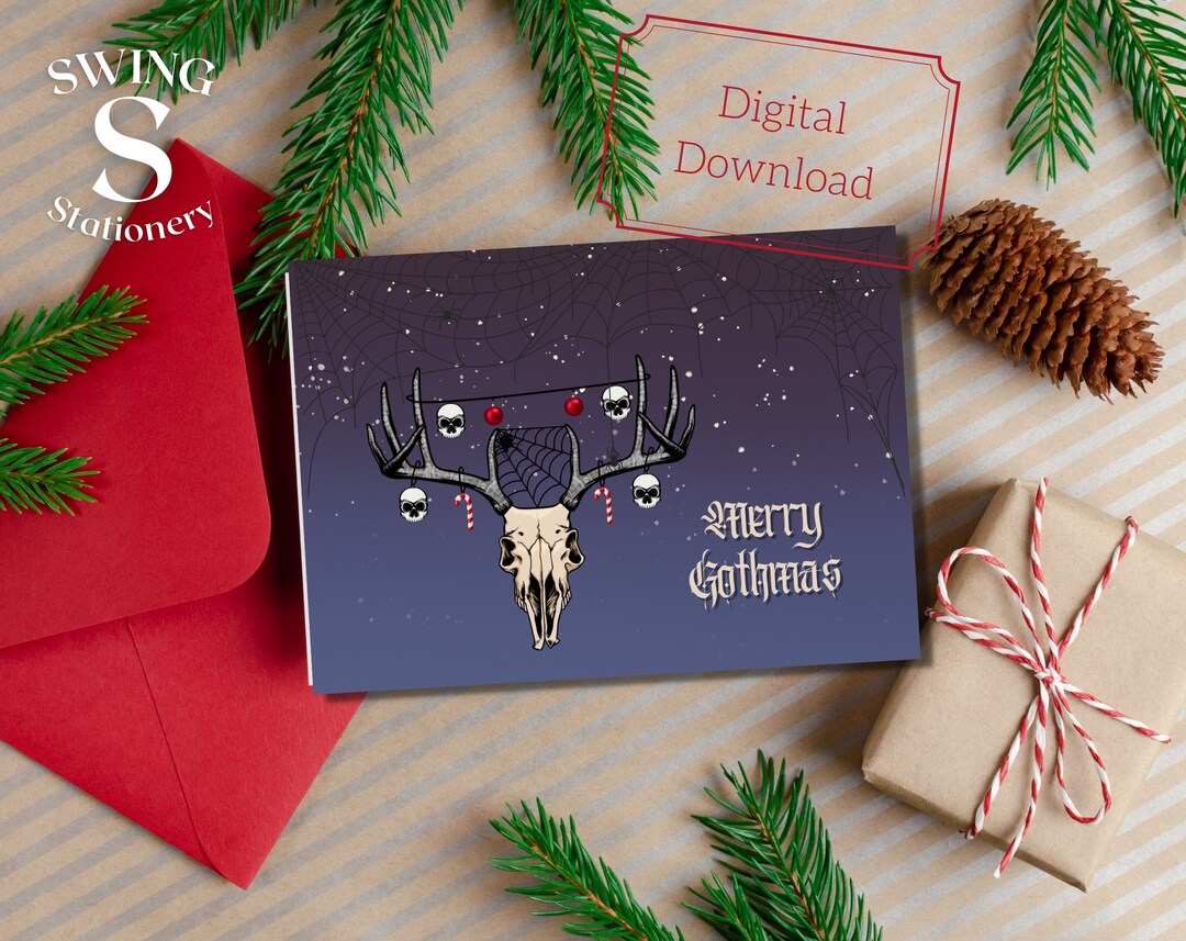 Merry Gothmas Printable Gothic Christmas Card Gothic Xmas - Etsy