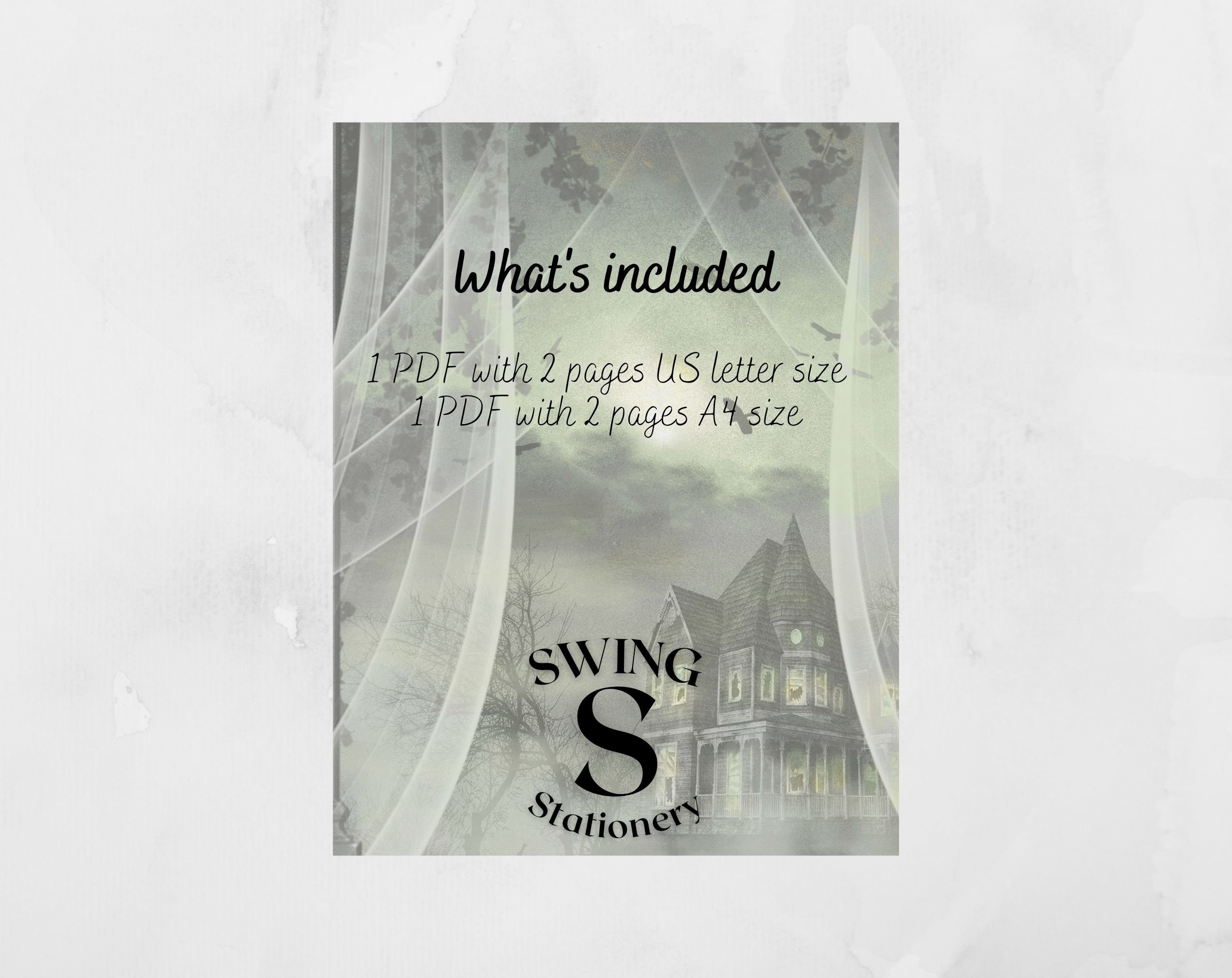 Gothic House Printable Writing Paper, Printable Letter Paper, Gothic ...