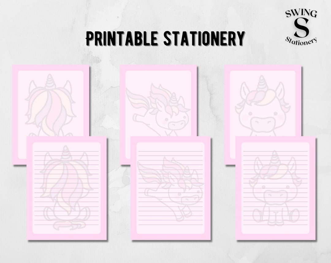 Printable Unicorns Stationery, US Letter Digital Stationery, 8.5 X 11 ...