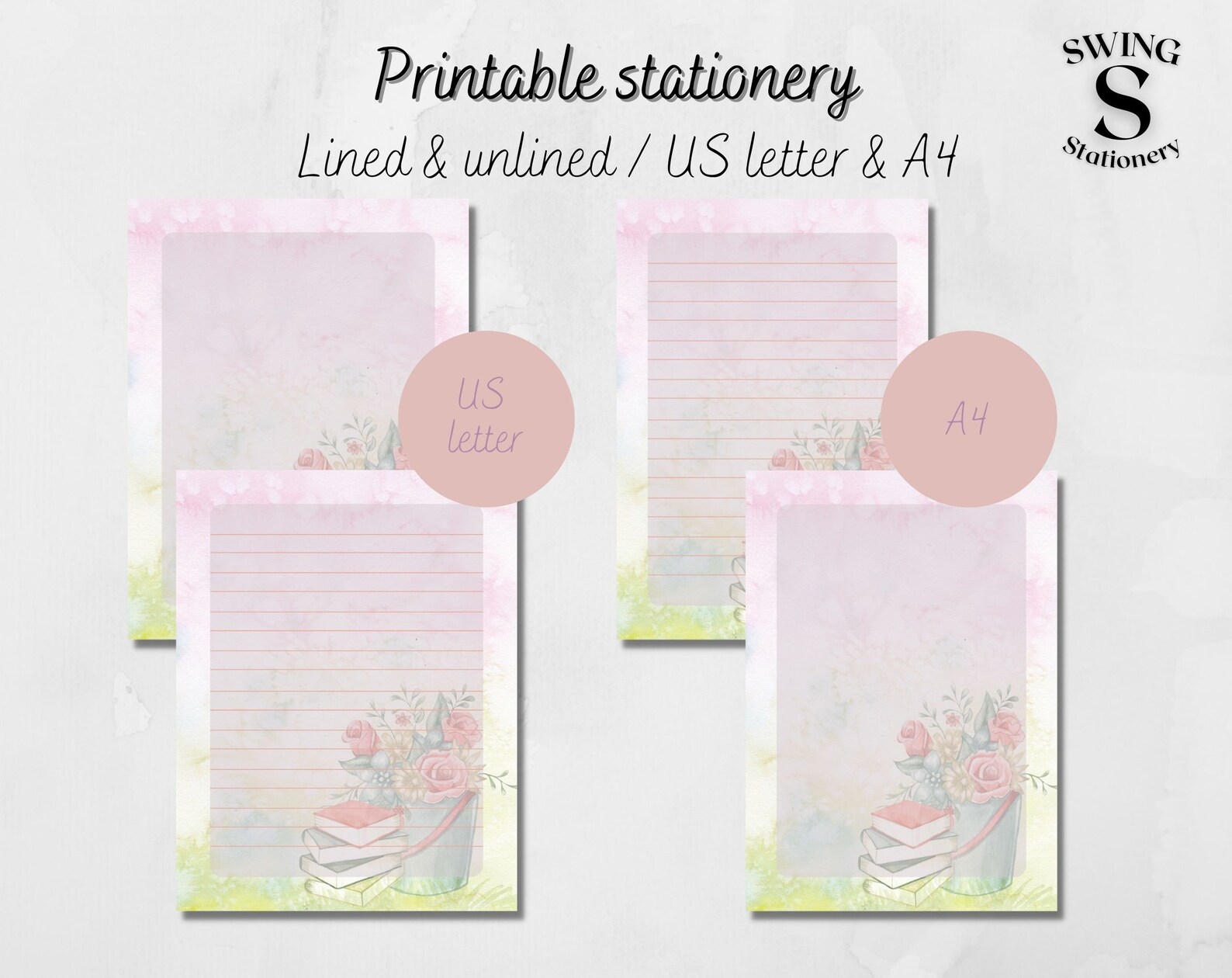 Springtime Printable Writing Paper, Downloadable Spring Note Paper ...