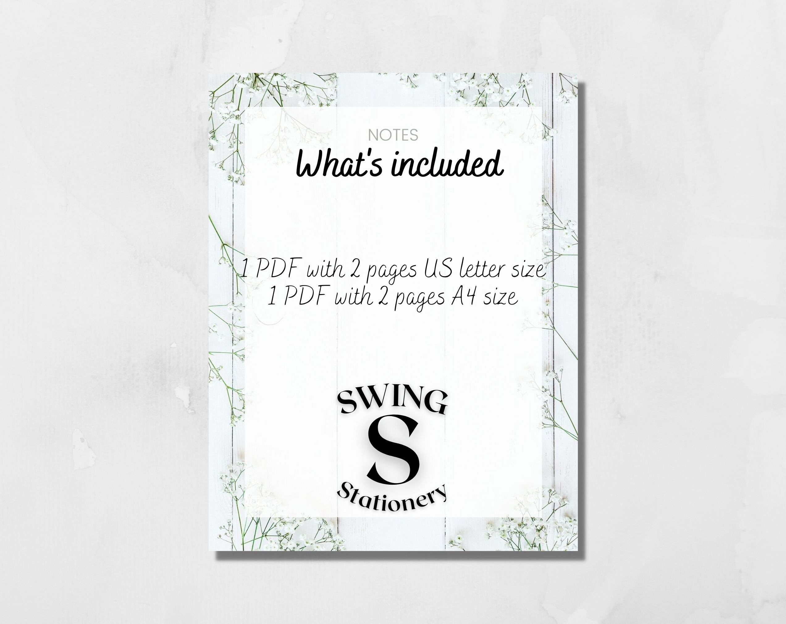 Baby's Breath Printable Writing Paper, Downloadable Note Paper, Baby ...