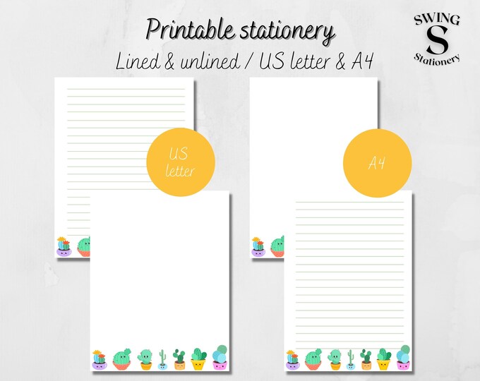 Potted Plant Printable Stationery Bundle Set / 8 Different Designs ...
