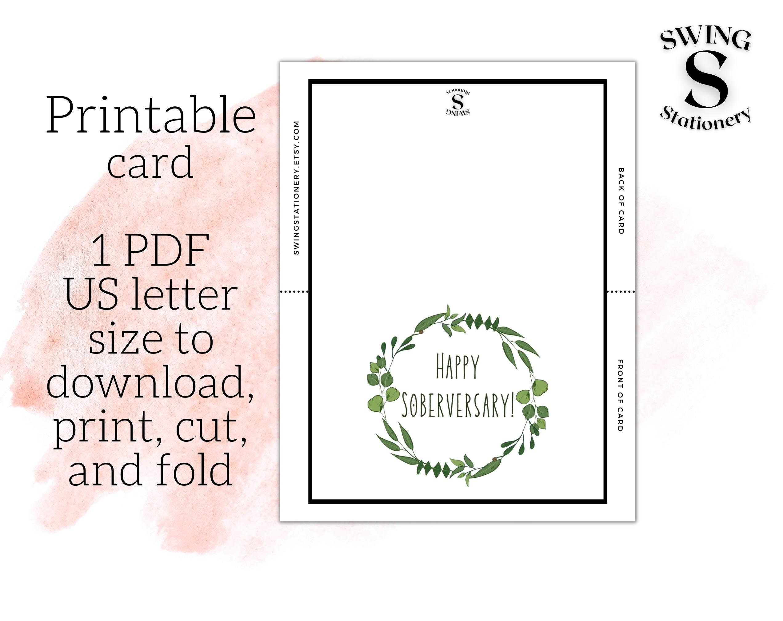 Soberversary Printable, Sober Card, Encouragement Card Printable, Sober ...