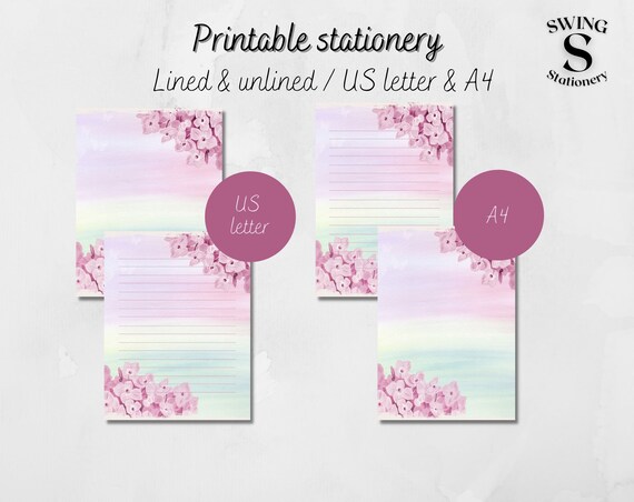Cherry Blossom Printable Writing Paper Downloadable Cherry - Etsy