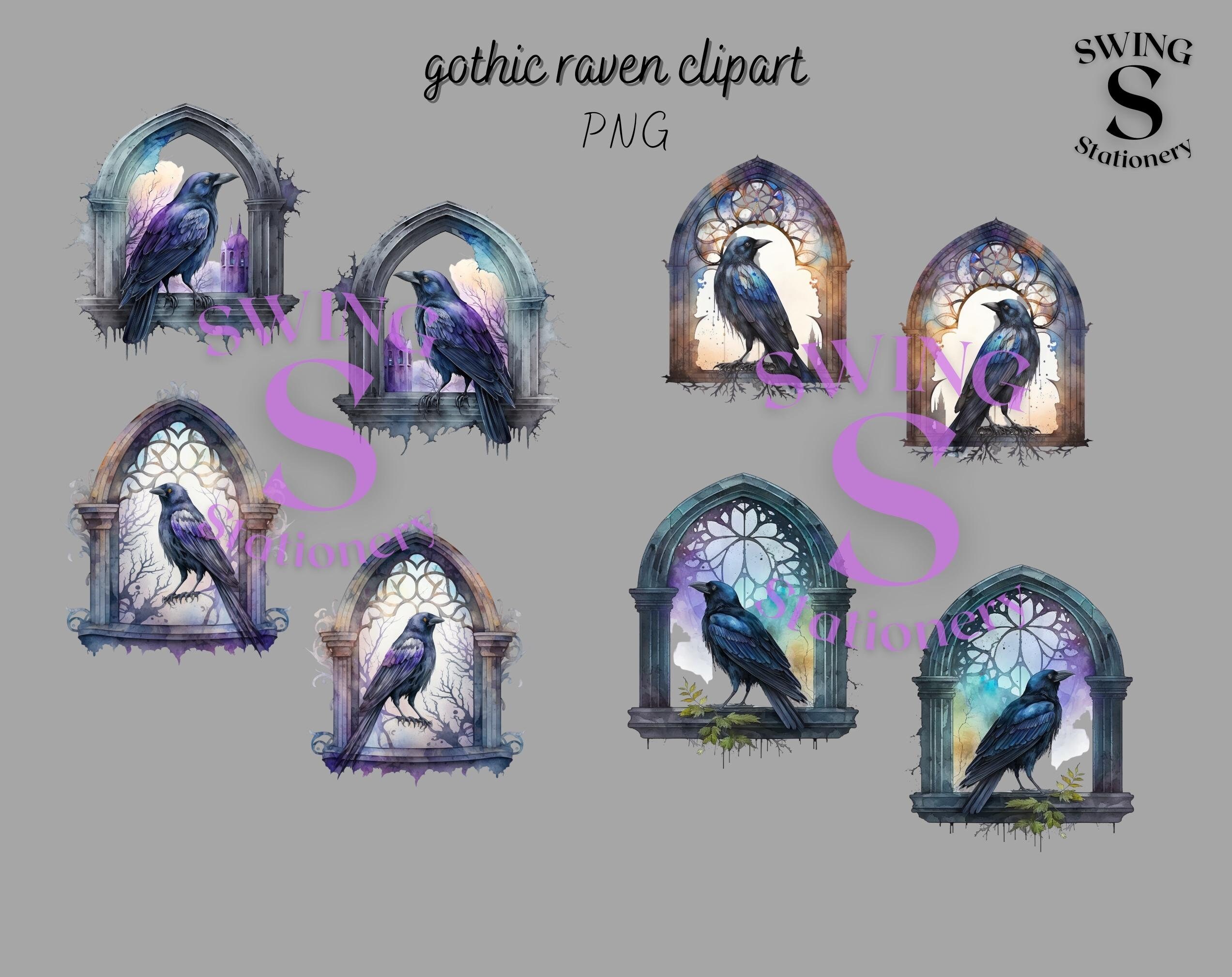 Raven Window Png, Gothic Raven Clipart, Crow Clipart, Gothic Window Art ...