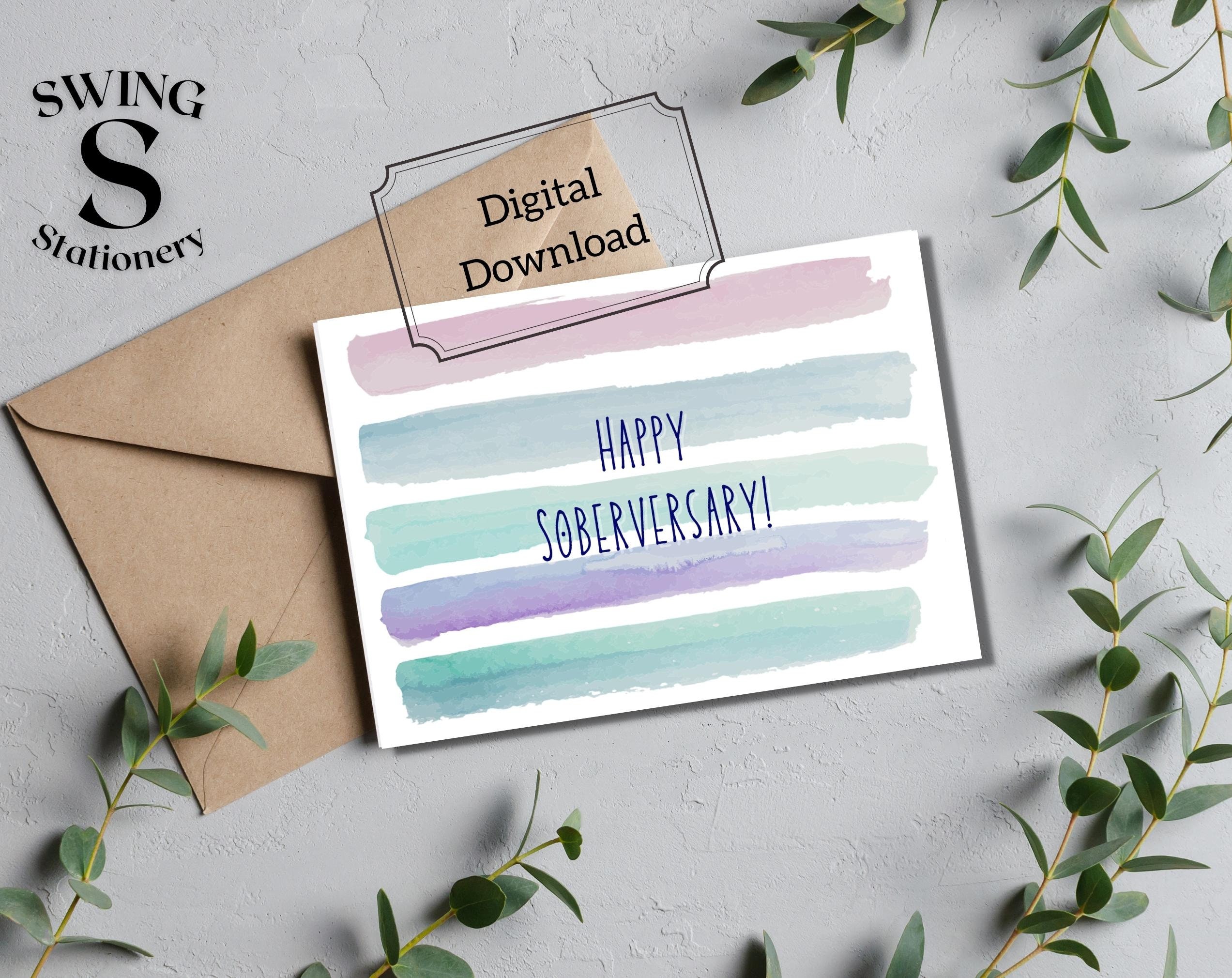 Soberversary Printable, Sober Card, Encouragement Card Printable, Sober ...