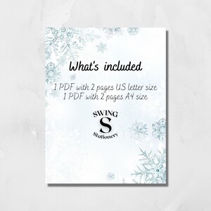 Snowflake Printable Writing Paper, Downloadable Note Paper, Winter ...