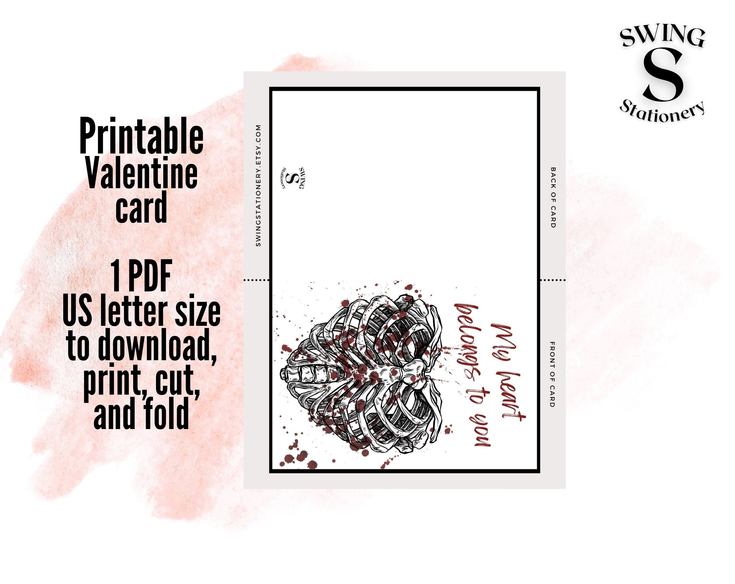 Creepy Valentine, Printable Valentine, Ribcage Heart, Gothic Valentine ...