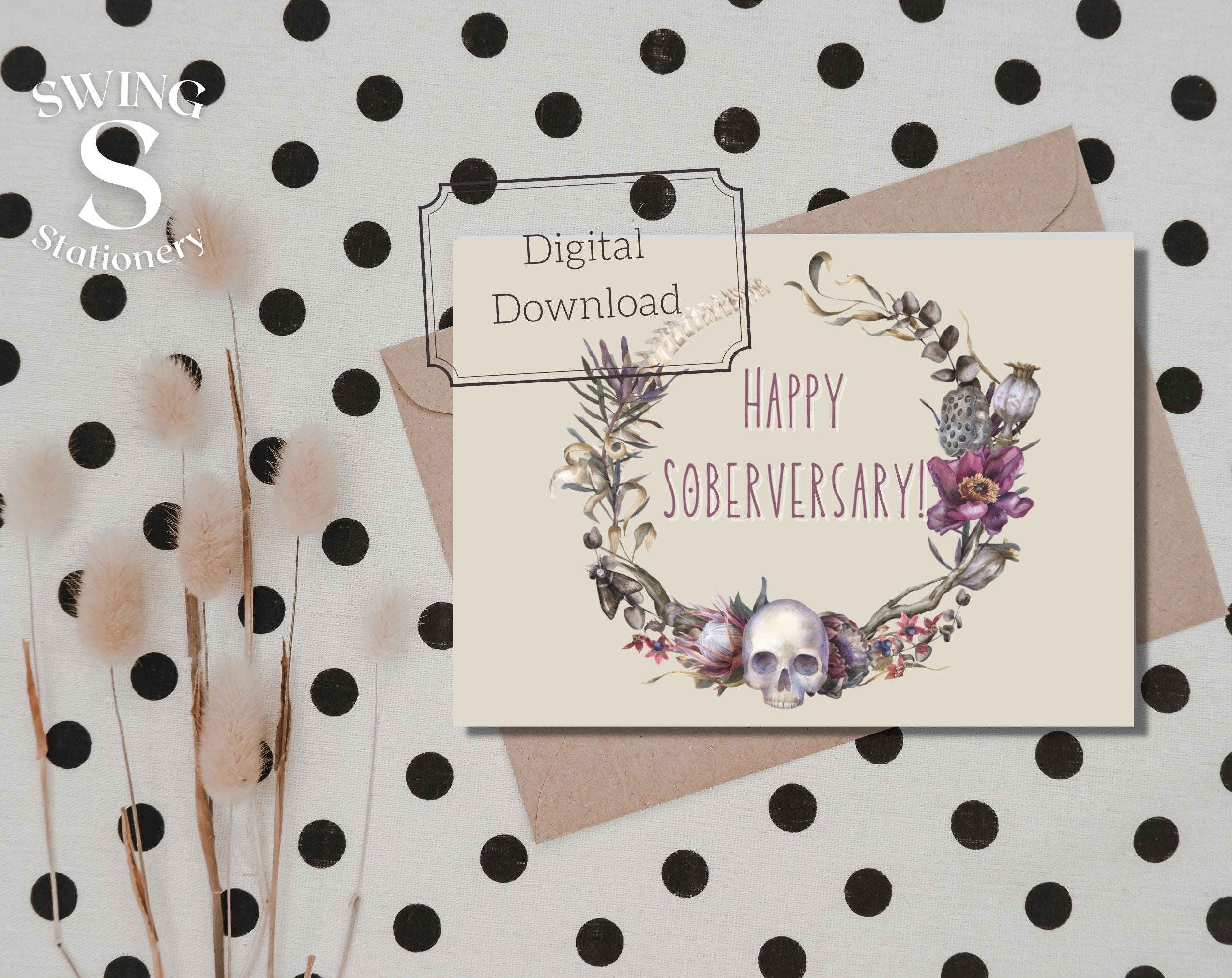 Soberversary Printable, Sober Card, Gothic Soberversary Printable ...