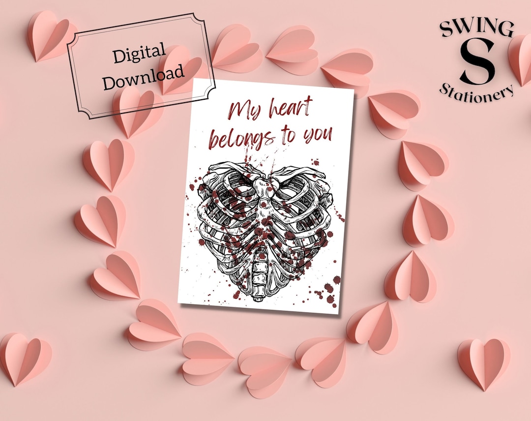 Creepy Valentine, Printable Valentine, Ribcage Heart, Gothic Valentine ...