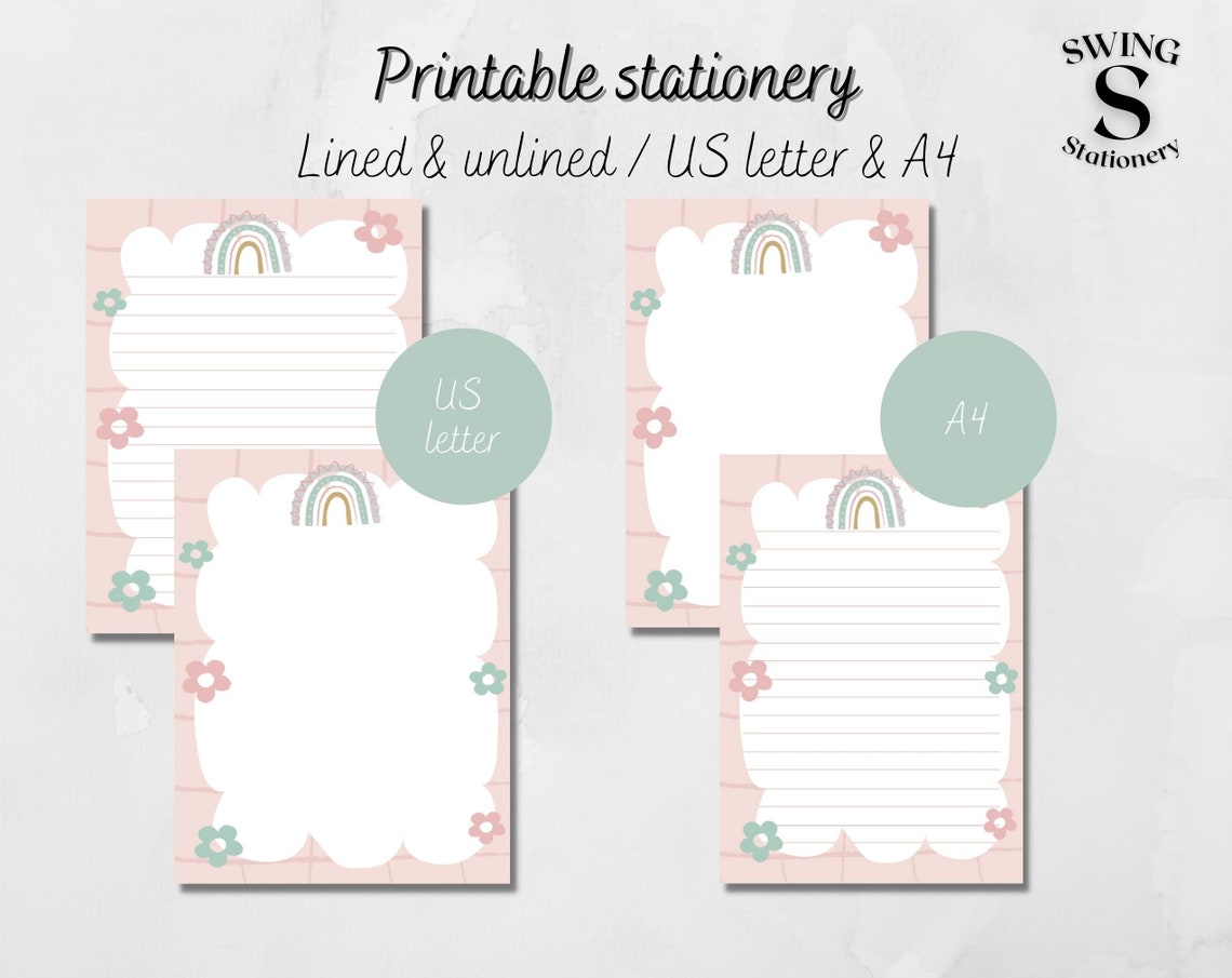 Pastel Rainbow Printable Writing Paper, Downloadable Rainbow Frame ...