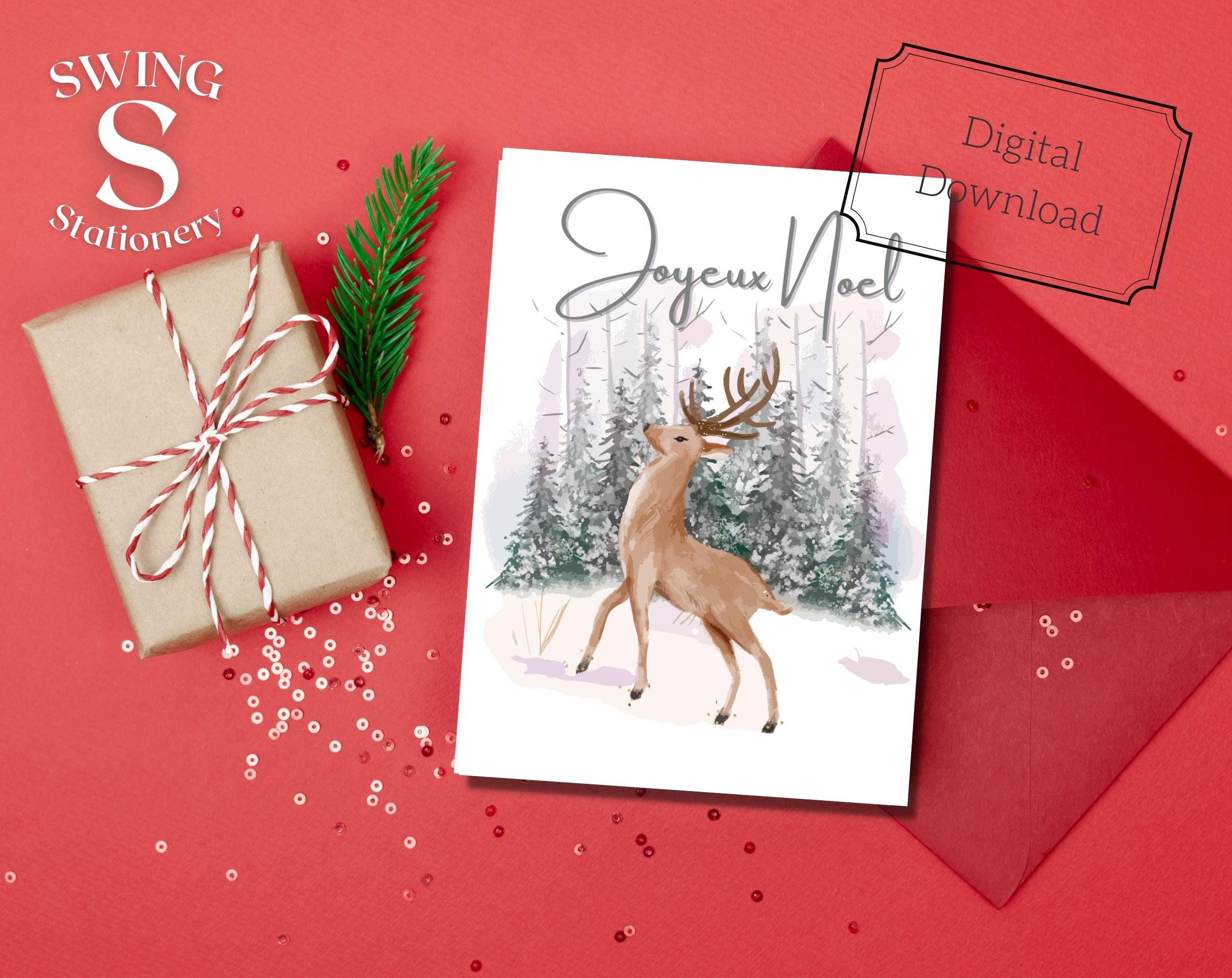 Joyeux Noel Printable, Printable Christmas Card, Digital Christmas Card ...