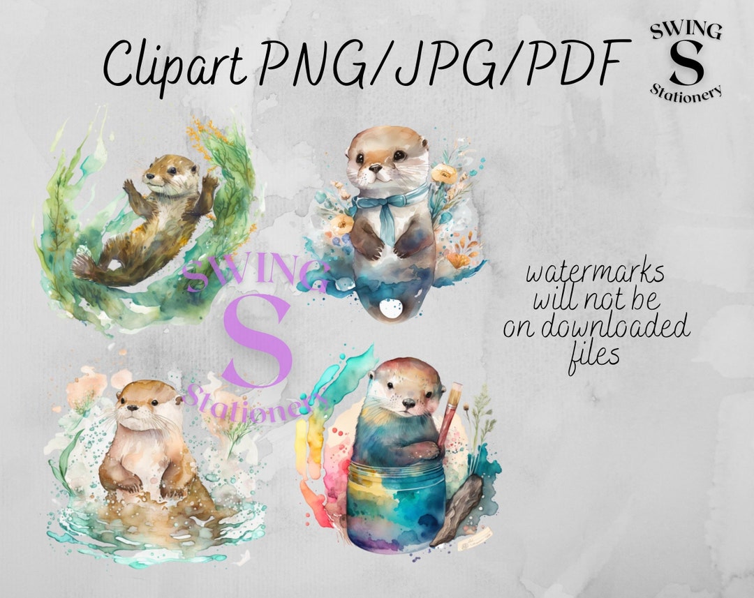 Otter Clipart, Watercolor Otter Png, Cute Otter Sublimation, Otter ...