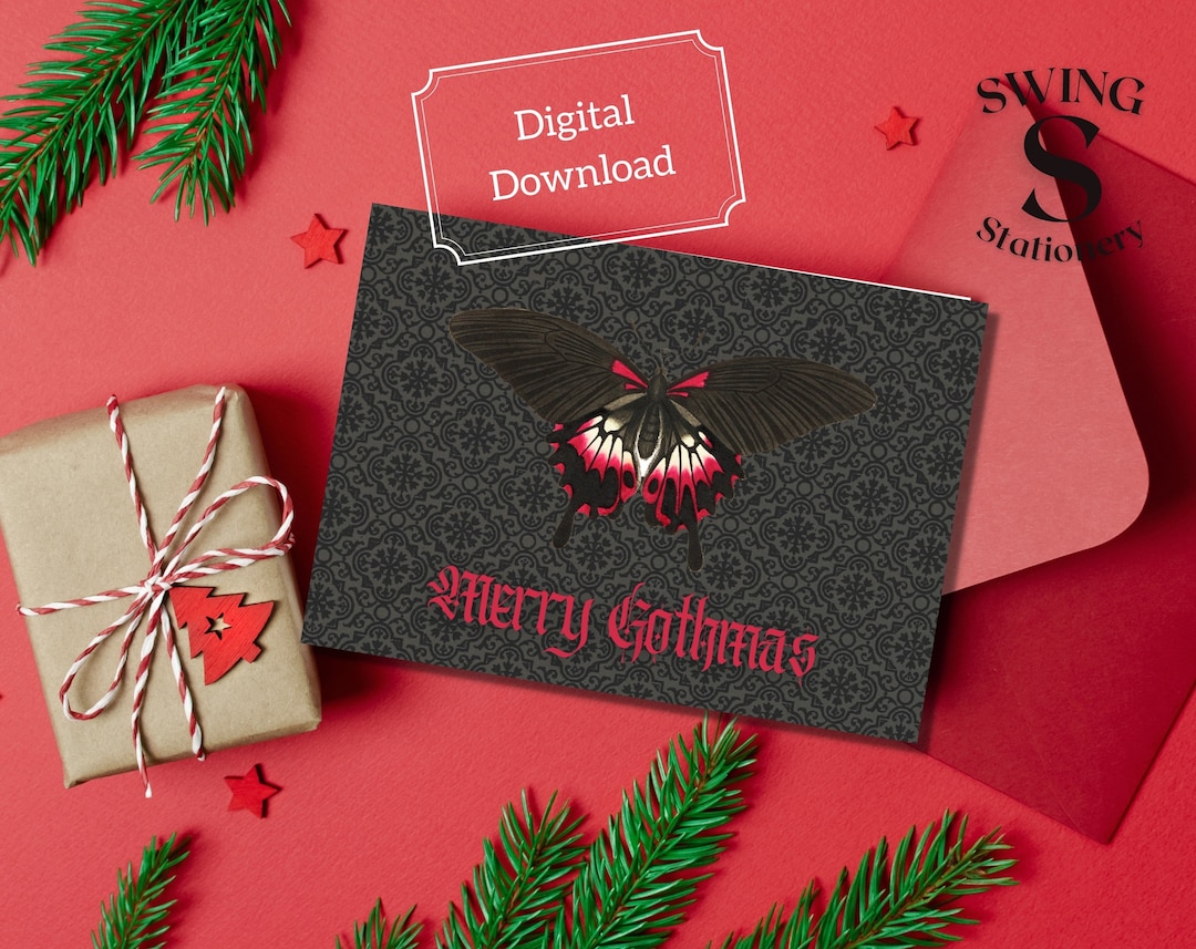 Merry Gothmas Printable Gothic Christmas Card Gothic Xmas - Etsy