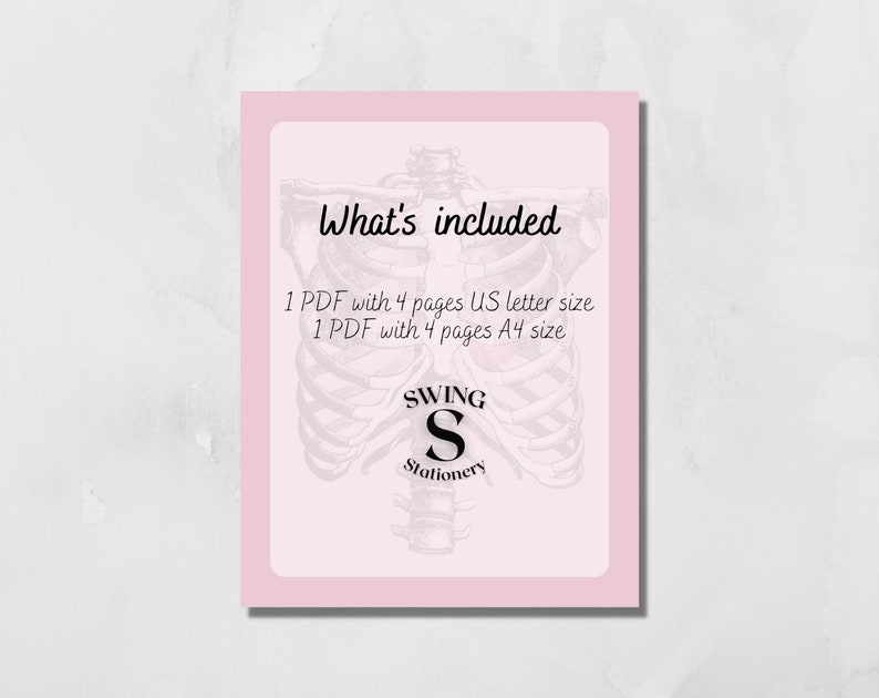 Ribcage Printable Writing Paper, Downloadable Pink Ribcage Note Paper ...
