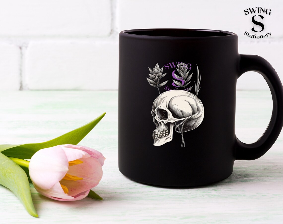 Skull Planter Png, Skull Plant Clipart, Gothic Clipart, Black and White ...