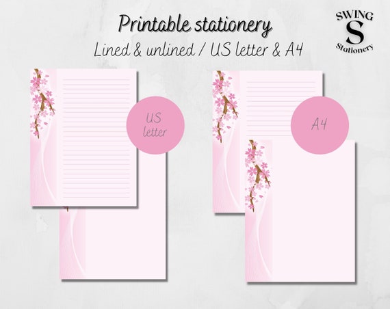 Cherry Blossom Printable Writing Paper Printable Letter - Etsy