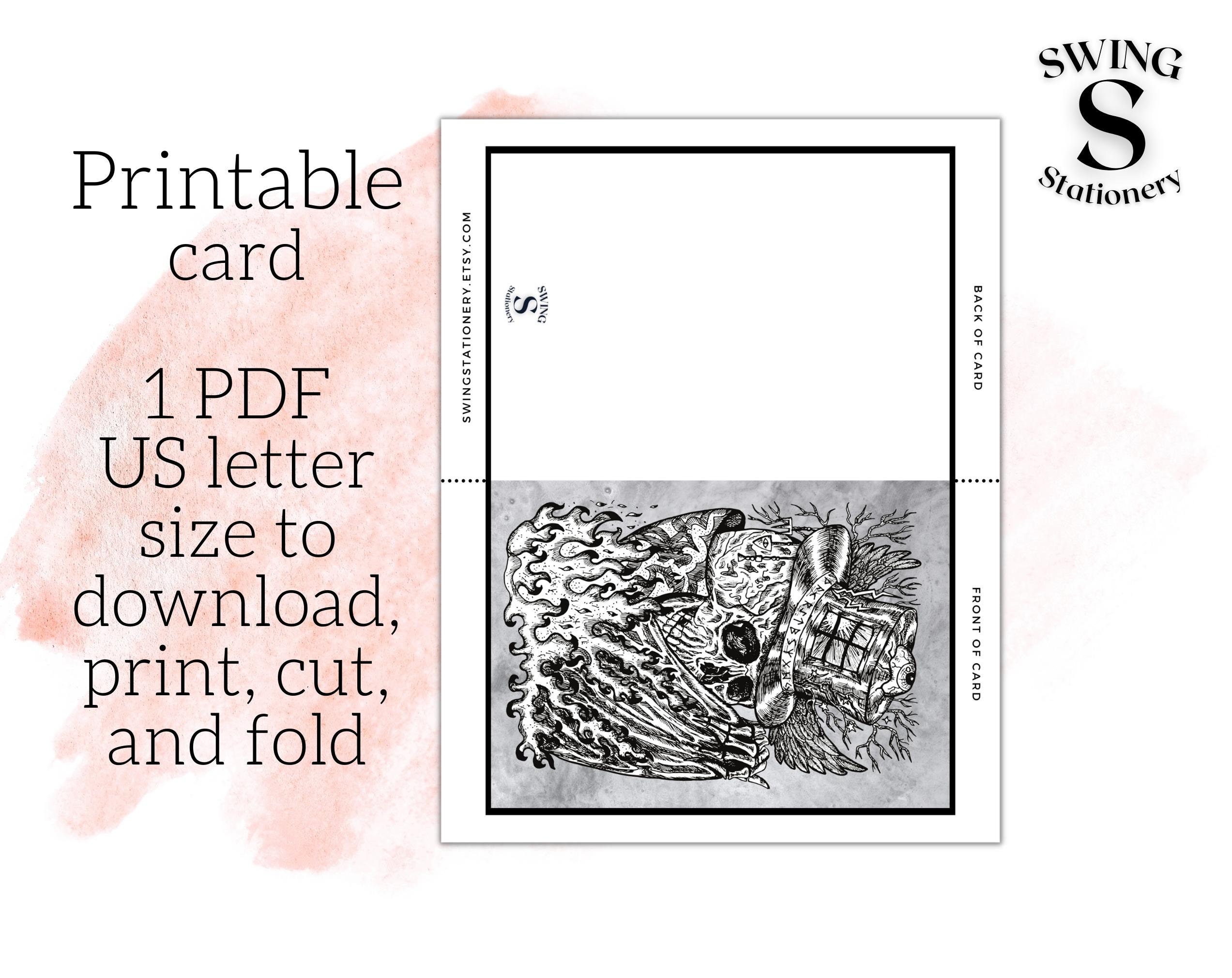 Printable Skull Memento Mori Card, Death Card, Occult Card, Halloween ...
